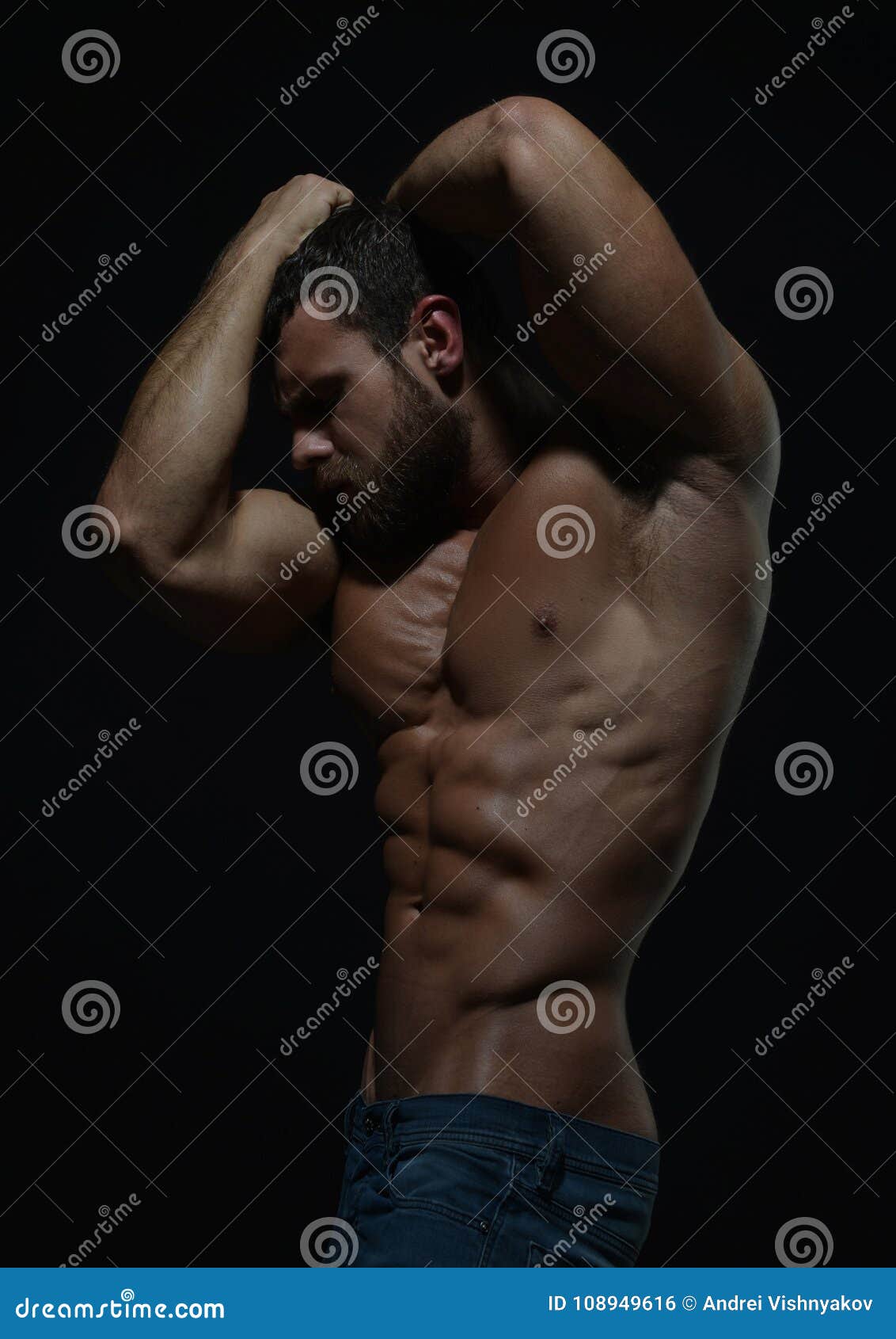 Fit male model stock photo. Image of biceps, beard, fitness - 108949616