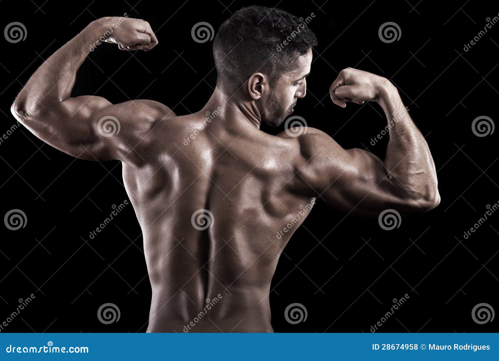 Muscled Man on a Black Background Stock Photo - Image of athlete ...