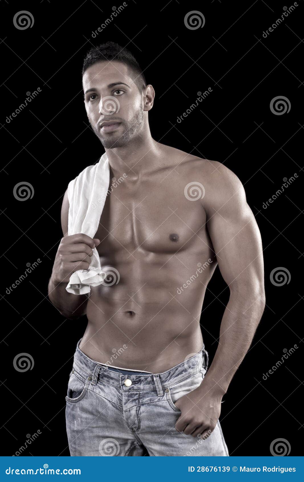 Muscled Man on a Black Background Stock Image - Image of lifestyle ...