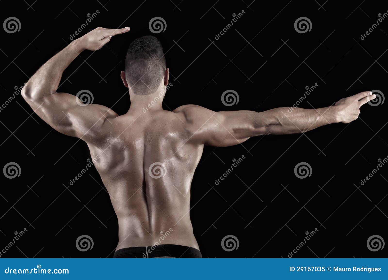Muscled Man on a Black Background Stock Image - Image of masculine ...