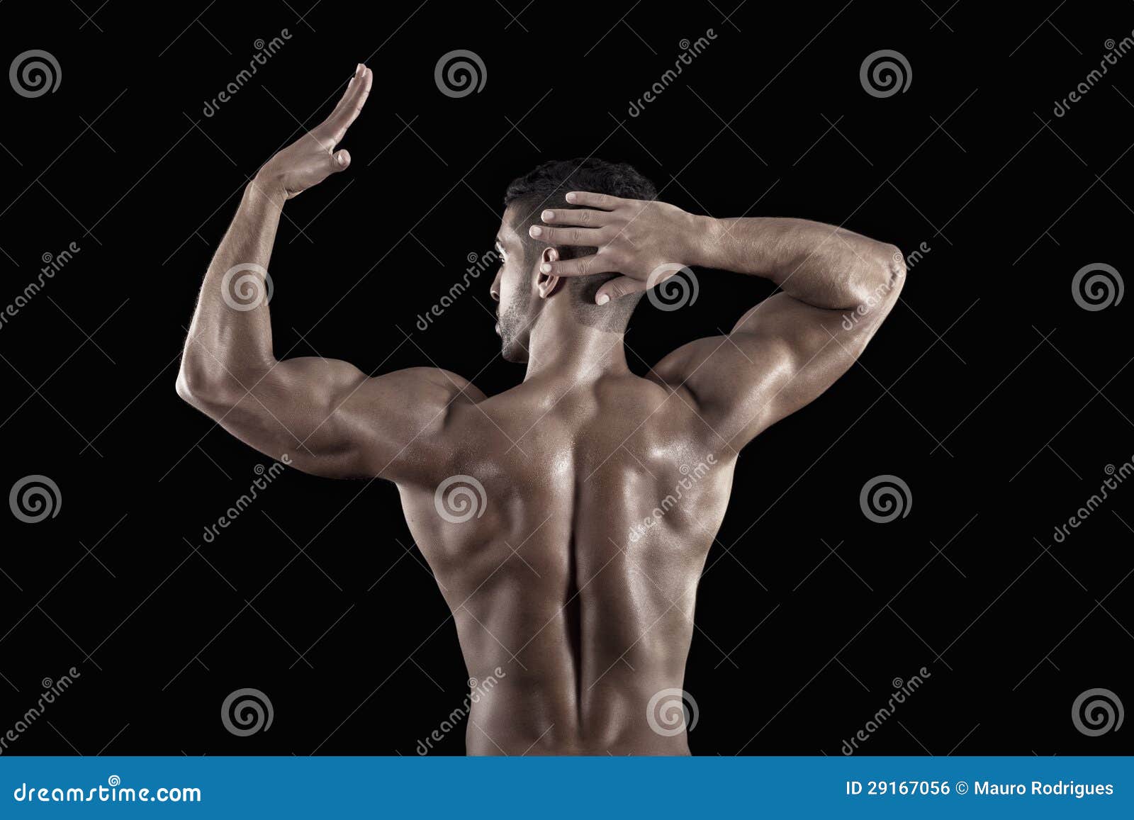 Muscled Man on a Black Background Stock Photo - Image of powerful ...