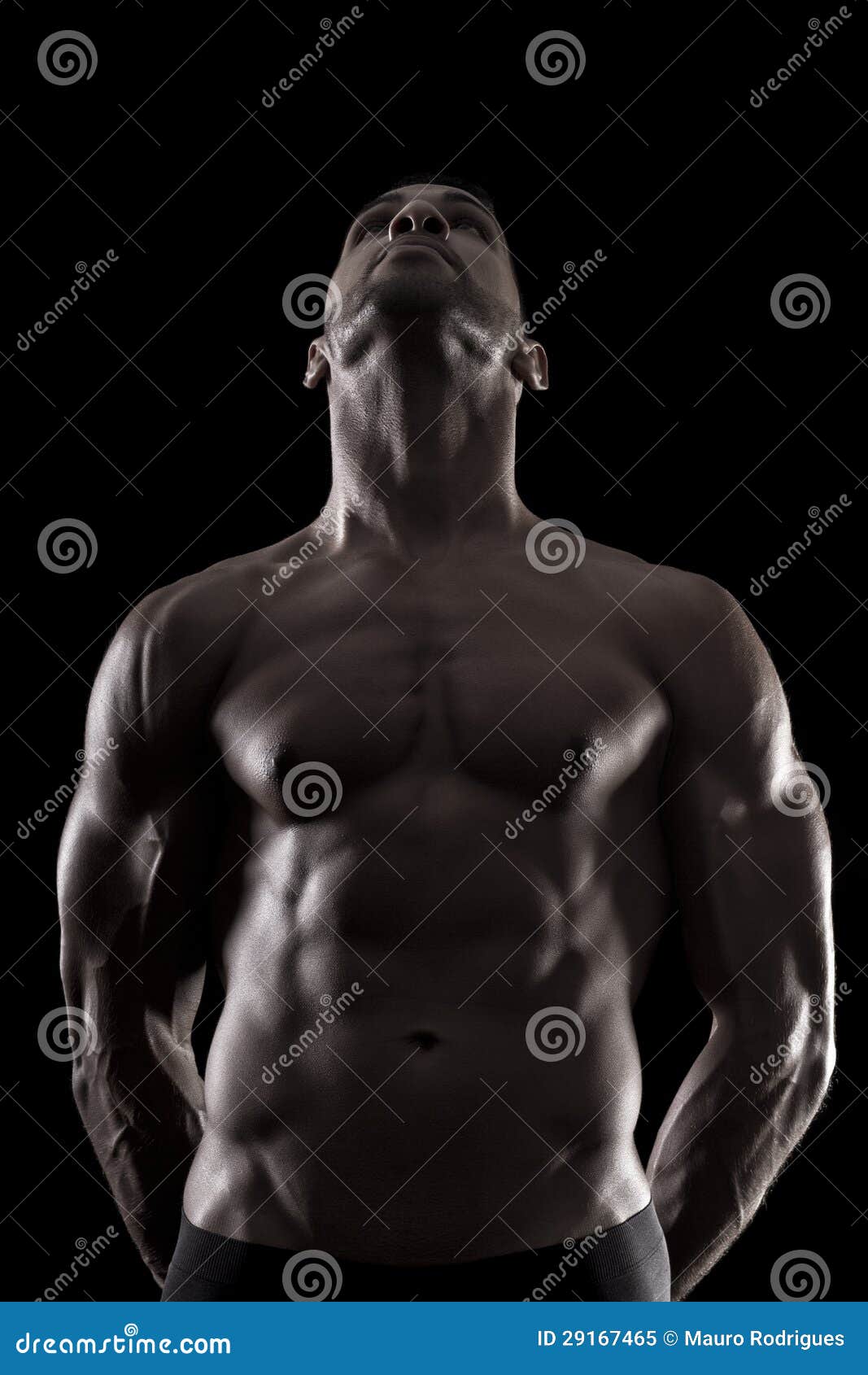 Muscled Man on a Black Background Stock Image - Image of strong, pose ...