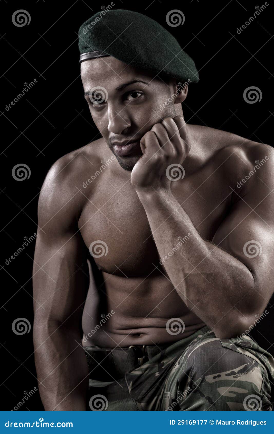 Muscled Man on a Black Background Stock Image - Image of muscular ...