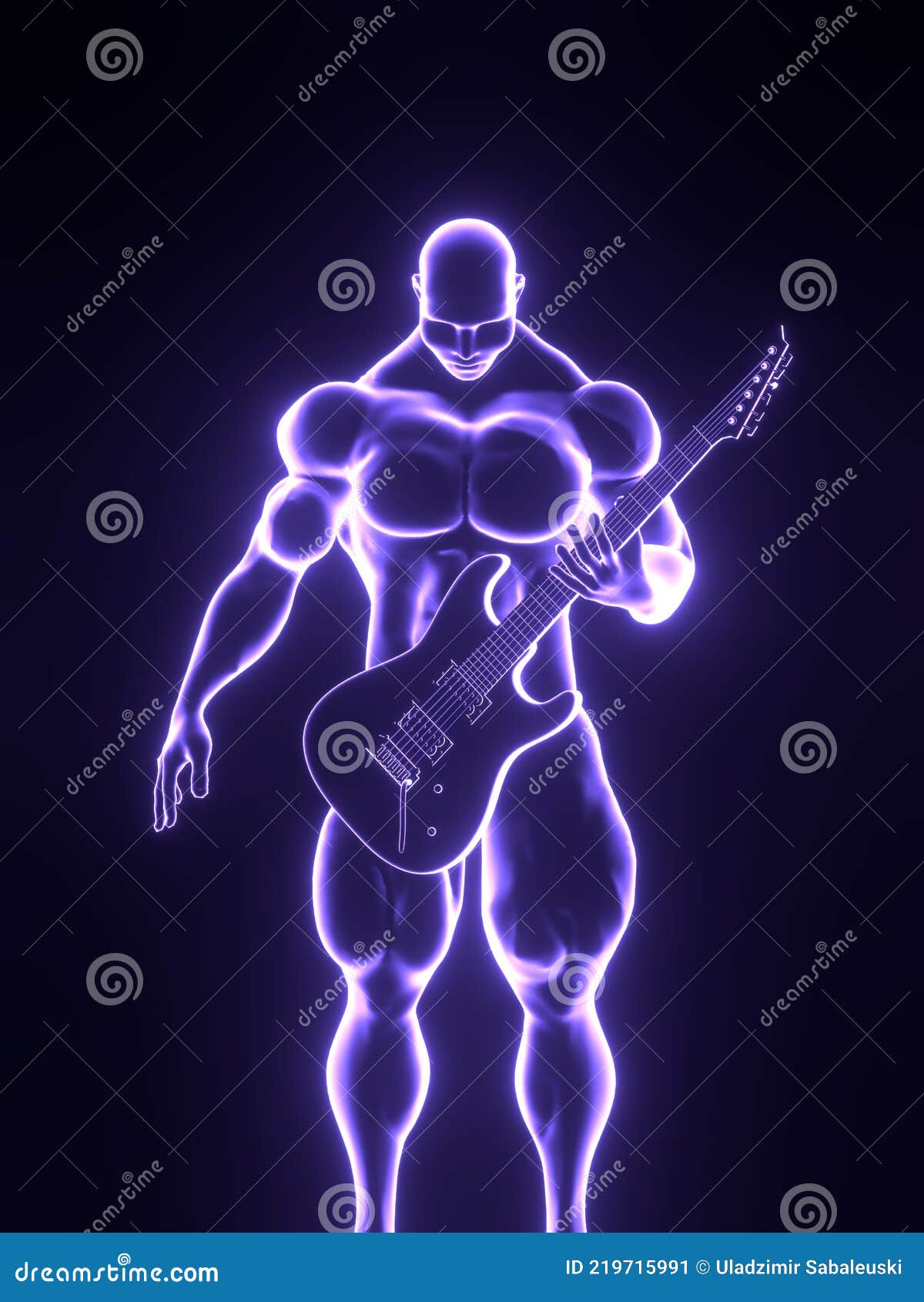 Muscleman with a guitar stock illustration. Illustration of muscle ...