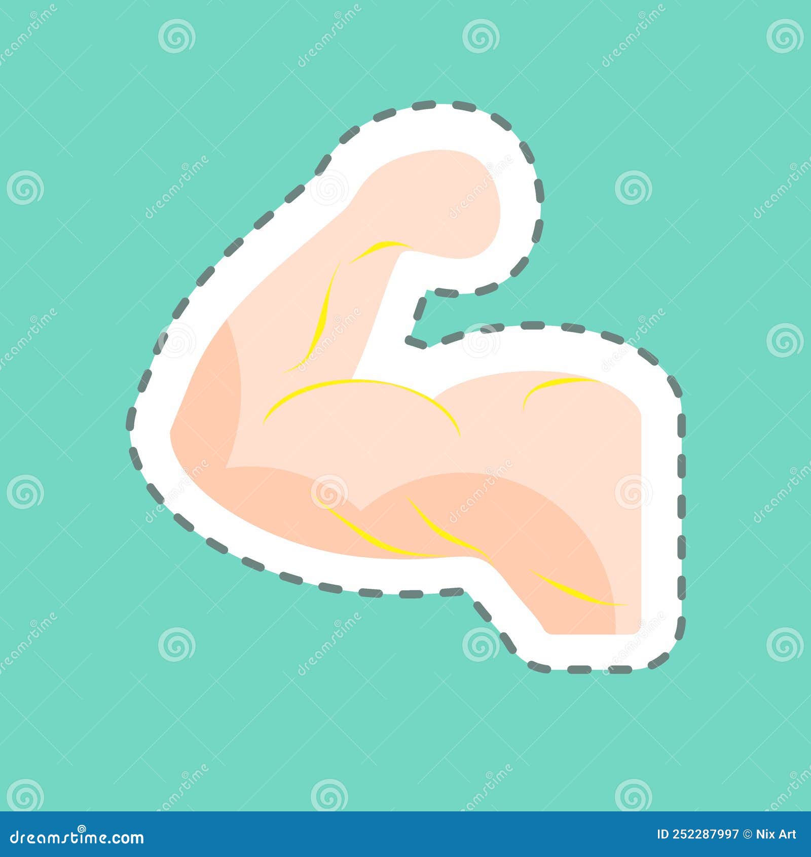 Muscles Sticker in Trendy Line Cut Isolated on Blue Background Stock ...