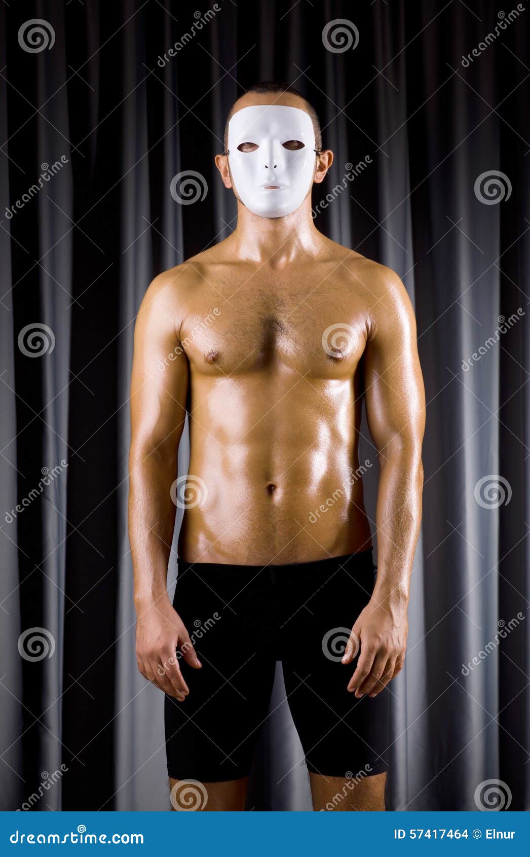 Muscular Actor with Atrical Mask Stock Photo - Image of anonymous ...