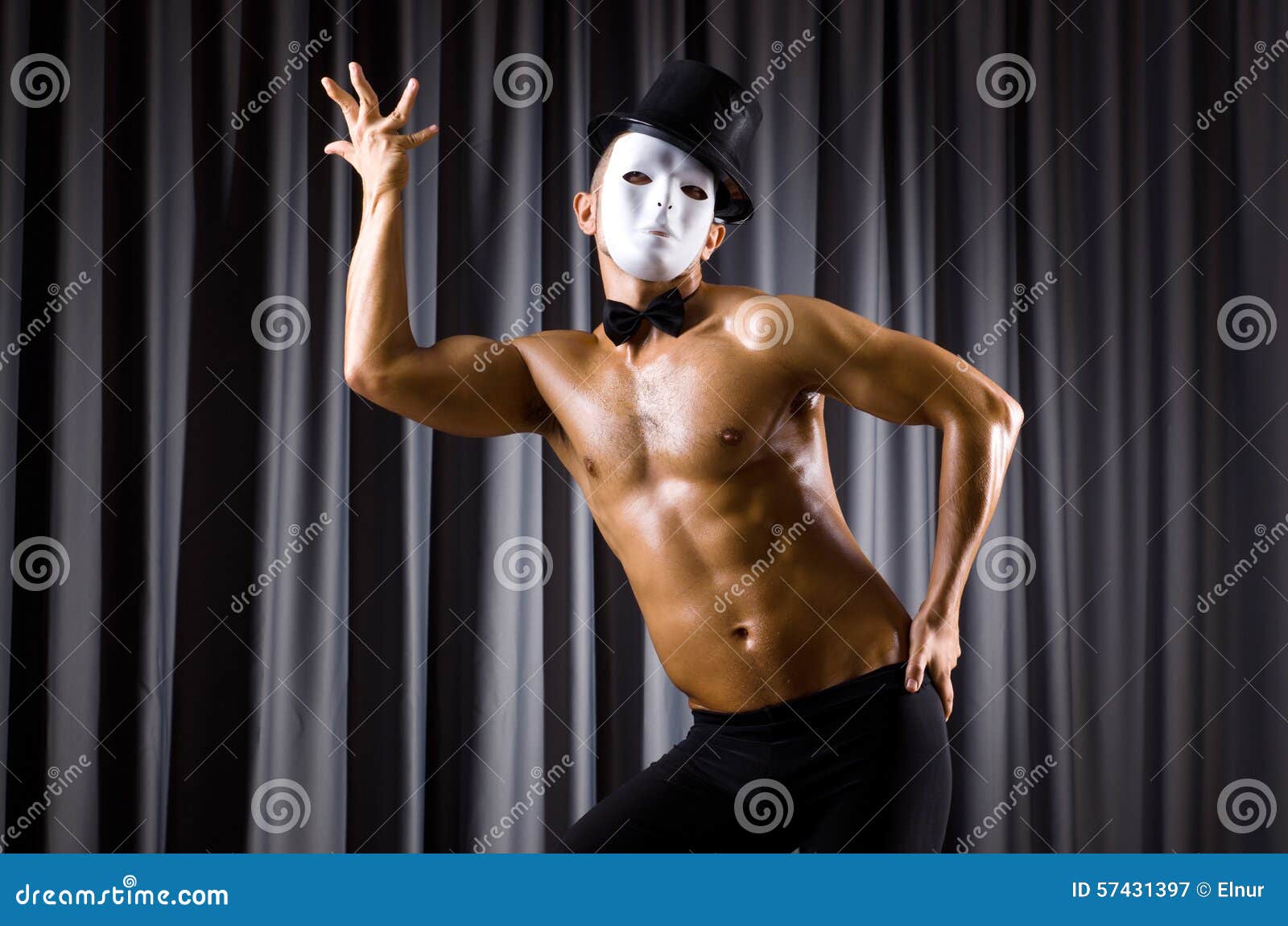 Muscular Actor with Atrical Mask Stock Image - Image of insincere, mask ...