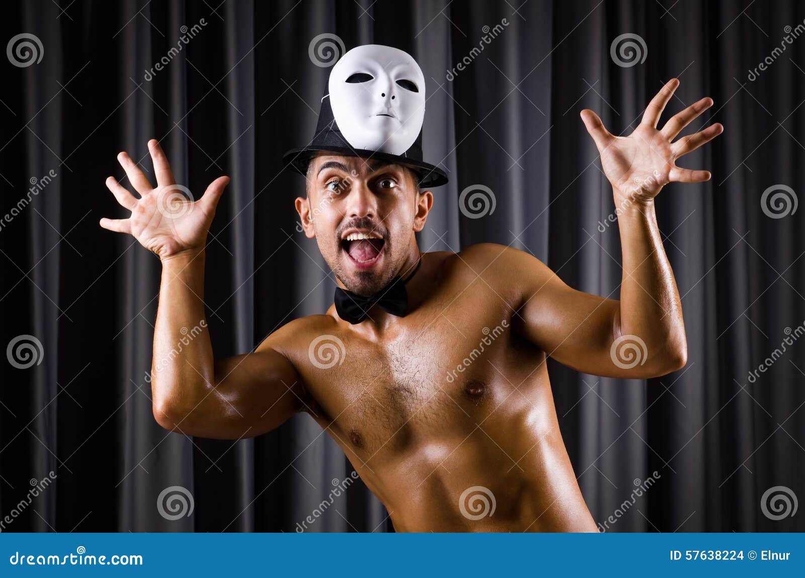 Muscular Actor with Atrical Mask Stock Photo - Image of entertainment ...