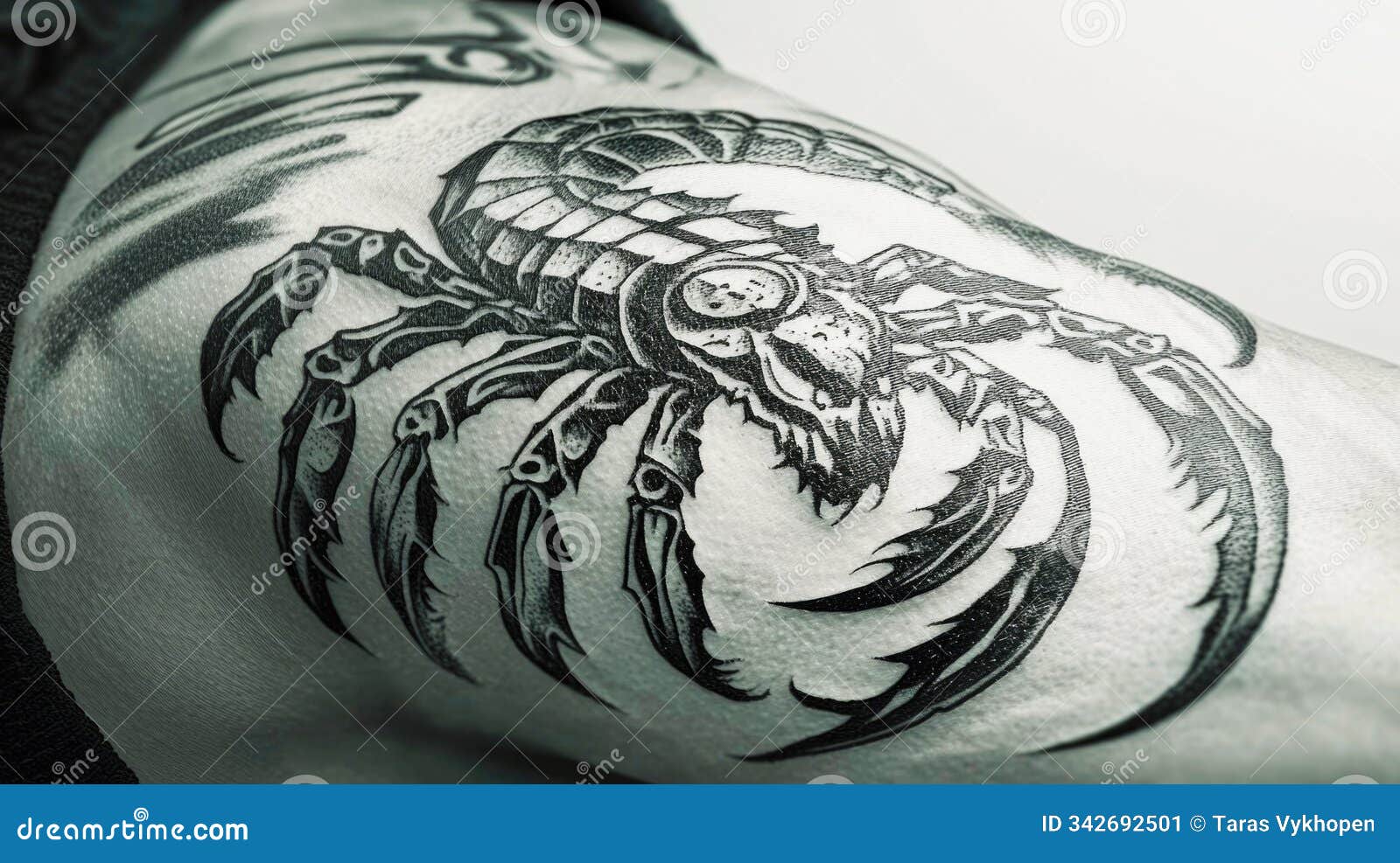 Detailed Scorpio Tattoo Design on a Muscular Arm Showcasing Intricate ...