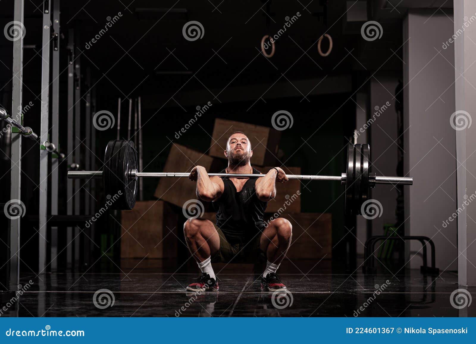 Muscular Athlete Lifting Very Heavy Barbell Stock Image - Image of ...