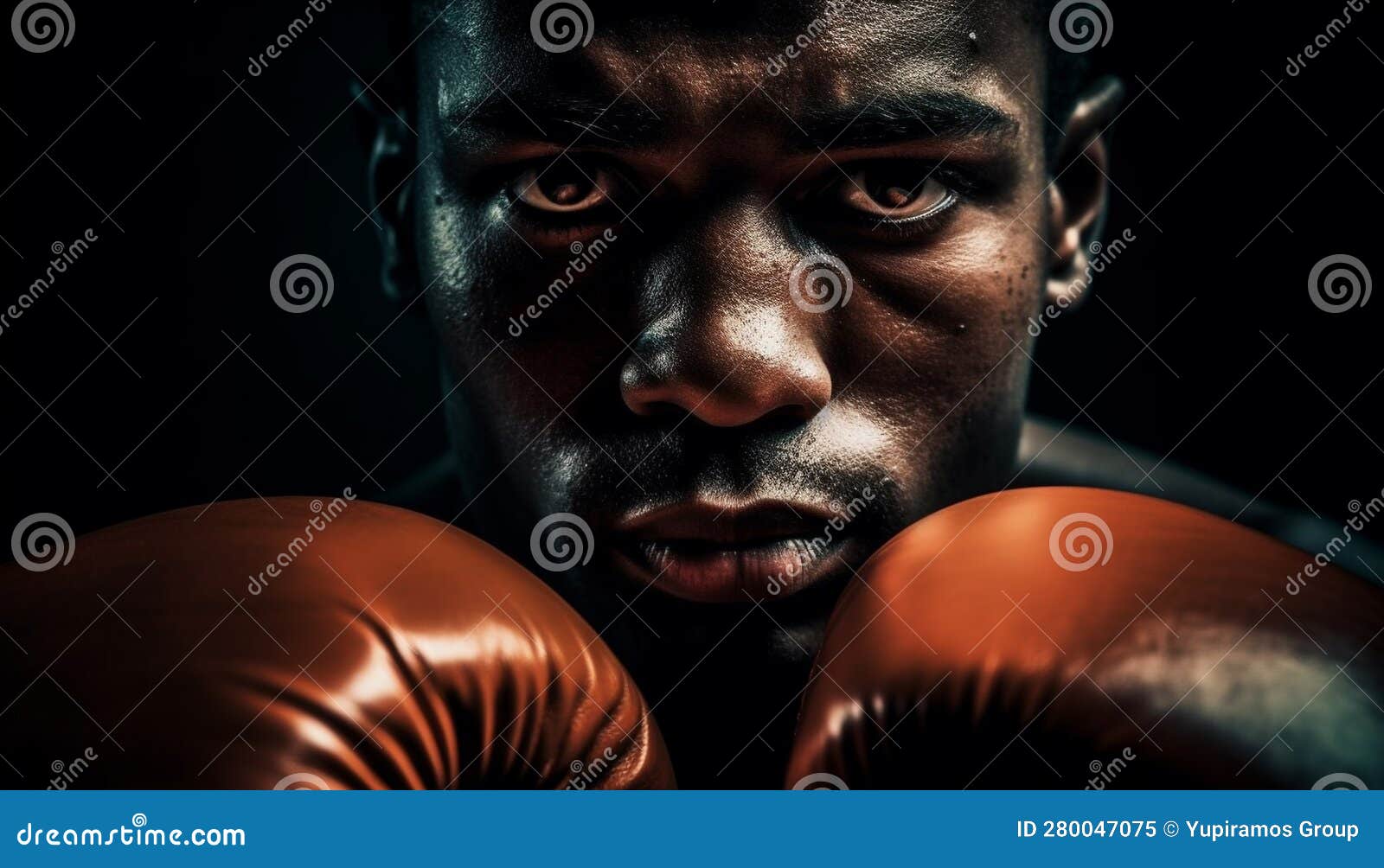 Muscular Athletes Boxing with Determination and Aggression in Black ...