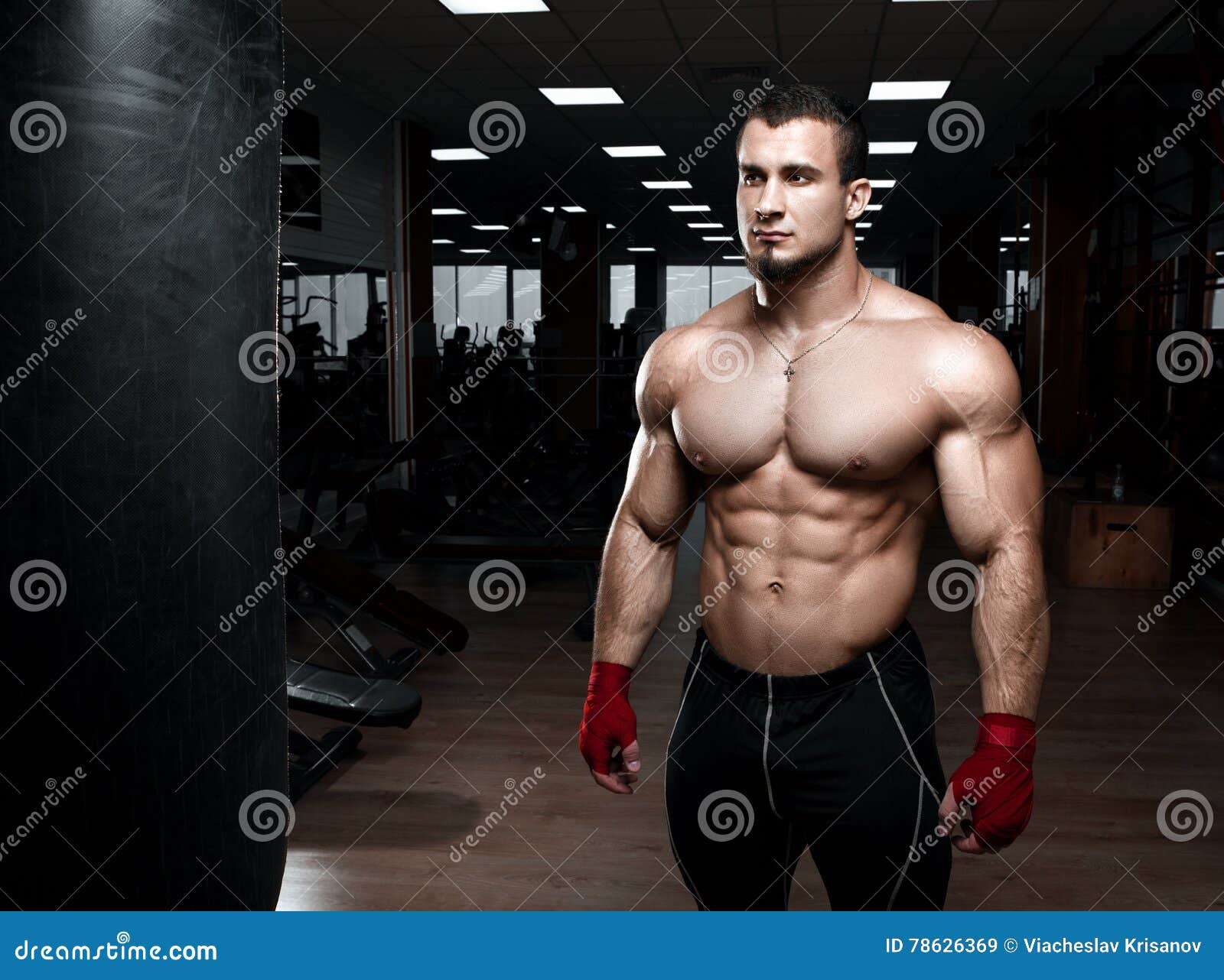Muscular Athletic Bodybuilder Stock Image - Image of heavy, dumbbell ...