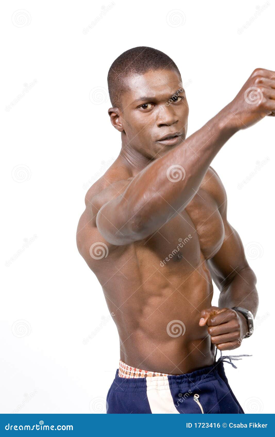 Muscular black boxer stock photo. Image of bare, handsome - 1723416