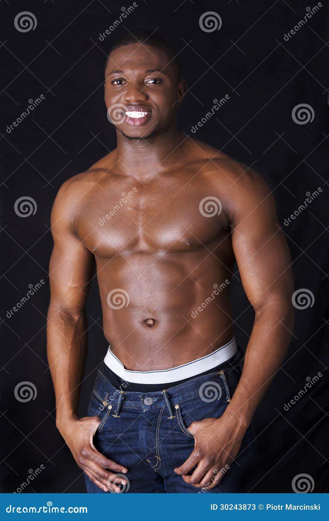 Muscular black man stock image. Image of muscle, handsome - 30243873