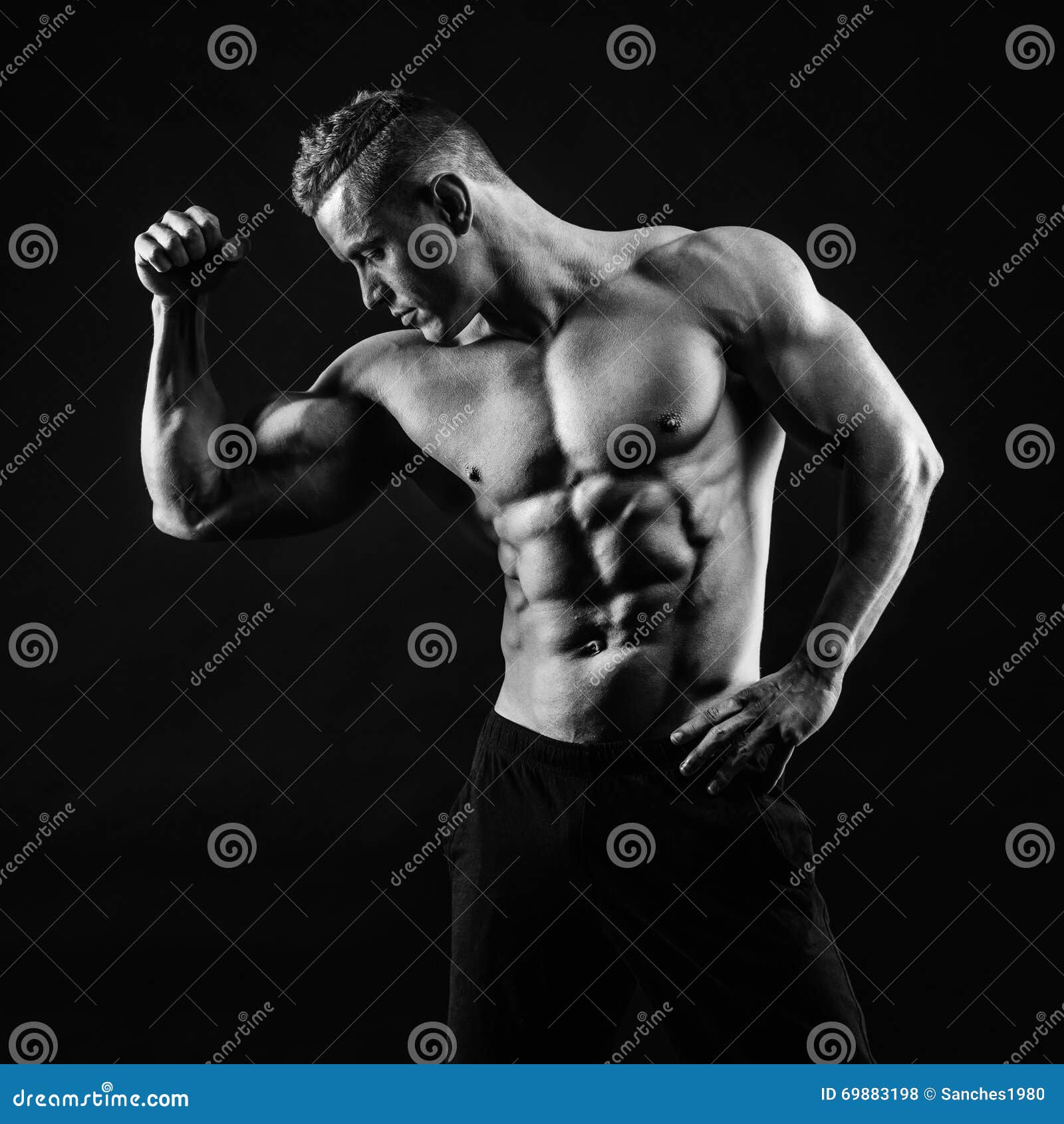 Muscular body stock photo. Image of health, exercise - 69883198