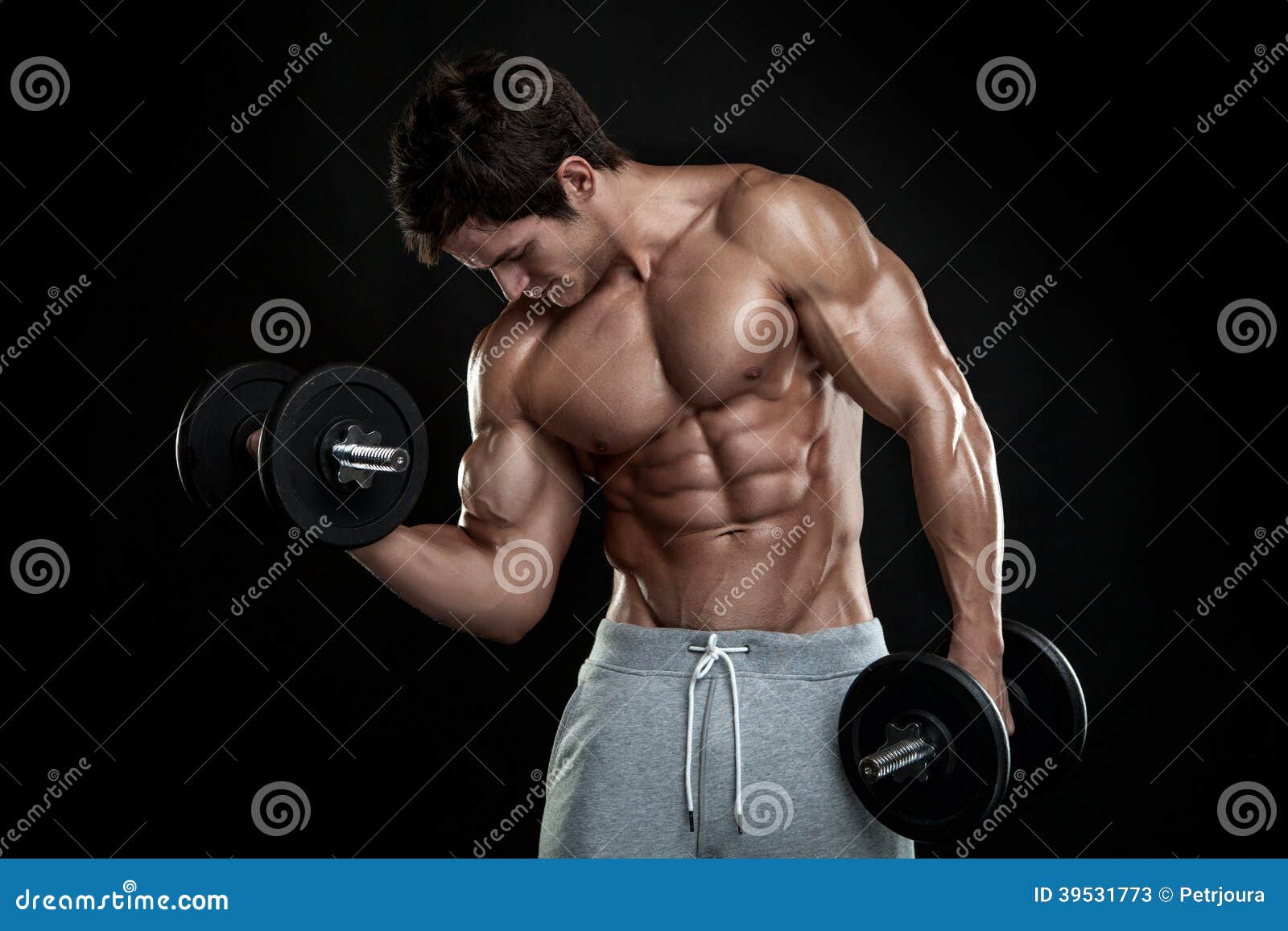 Muscular Bodybuilder Guy Isolated Over White Background Royalty-Free ...