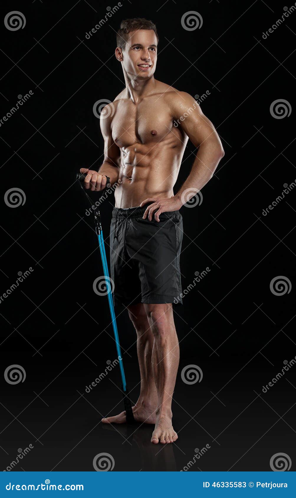 Muscular Man With Expander Isolated On White Background Royalty-Free ...