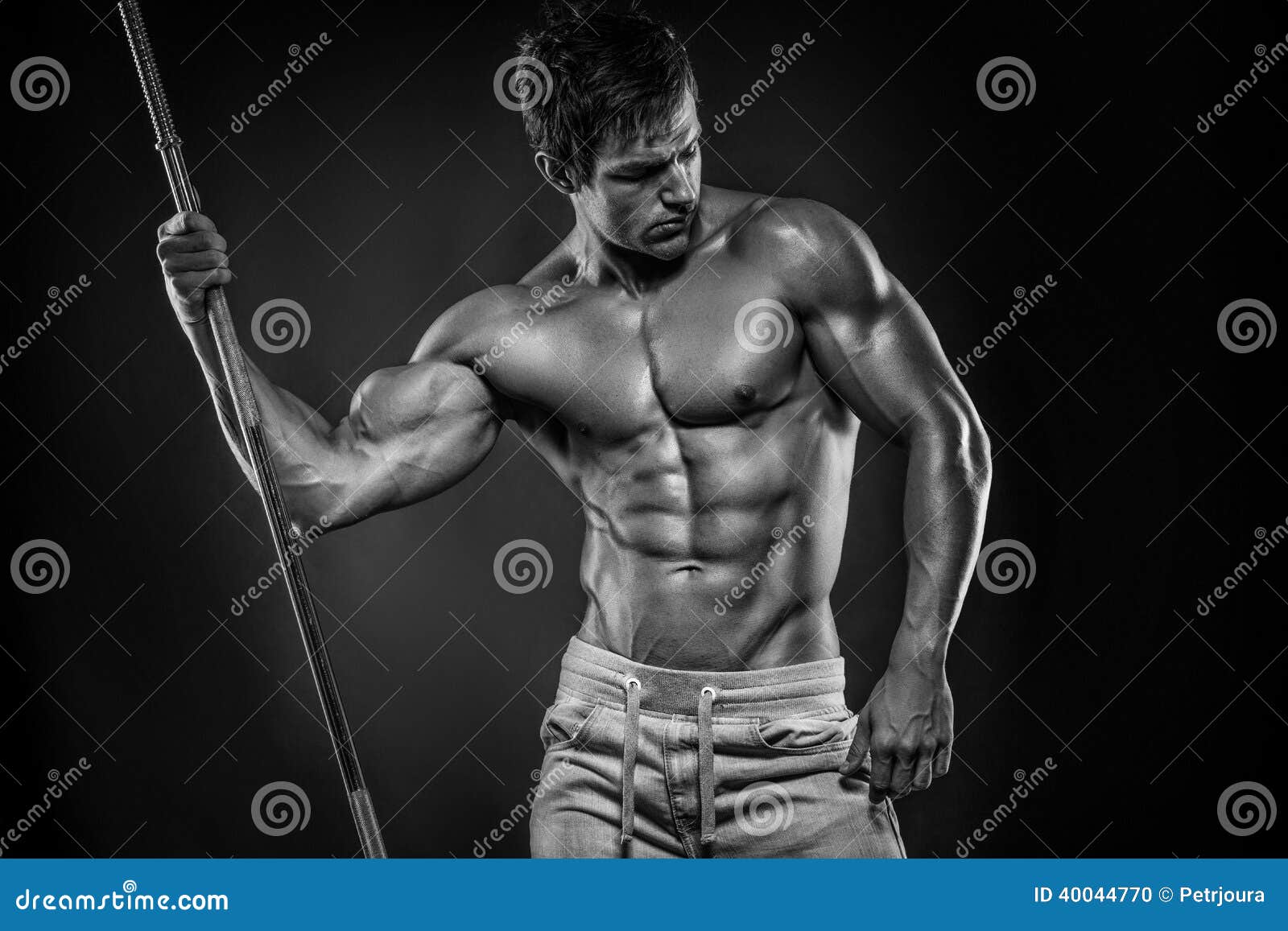 Muscular Bodybuilder Guy Isolated Over White Background Royalty-Free ...