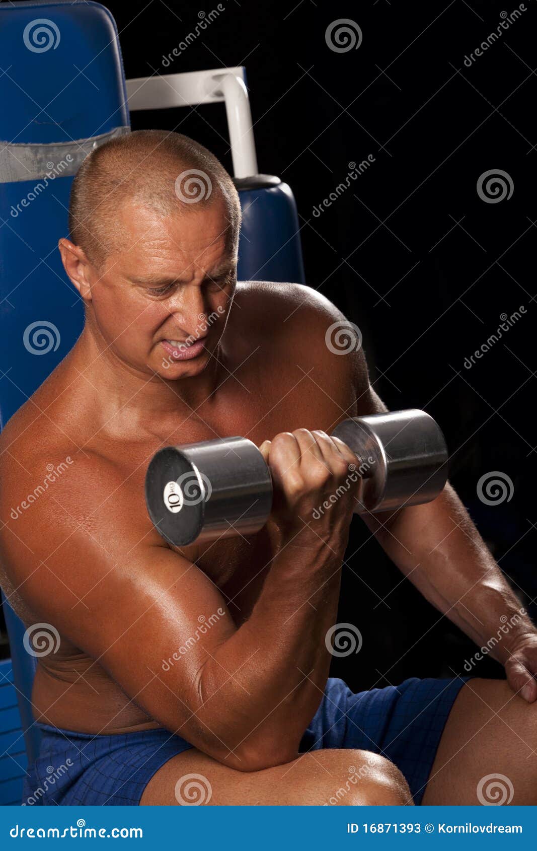 Muscular Bodybuilder Lifting Weights Stock Image - Image of lifting ...