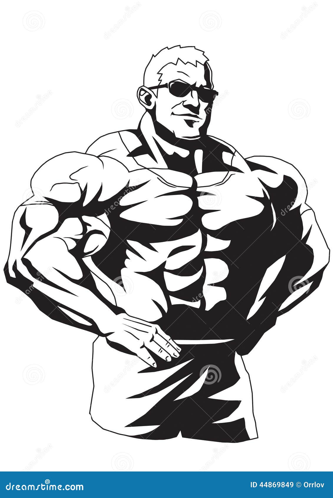 Muscular Bodybuilder In Sunglasses Cartoon Vector | CartoonDealer.com ...