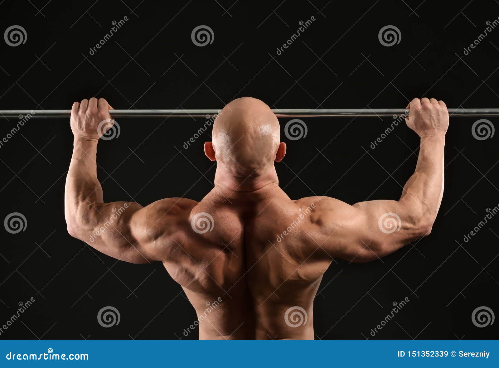Muscular Bodybuilder Training on Dark Background Stock Image - Image of ...
