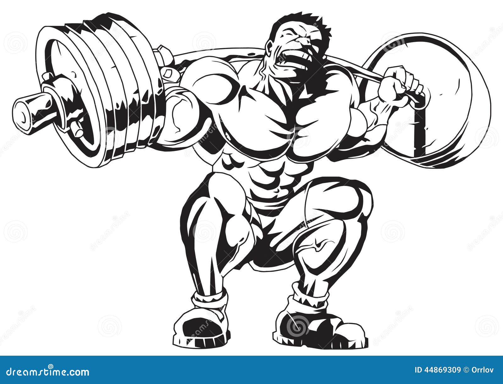 Bodybuilder Raises Muscular Arms Cartoon Vector | CartoonDealer.com ...