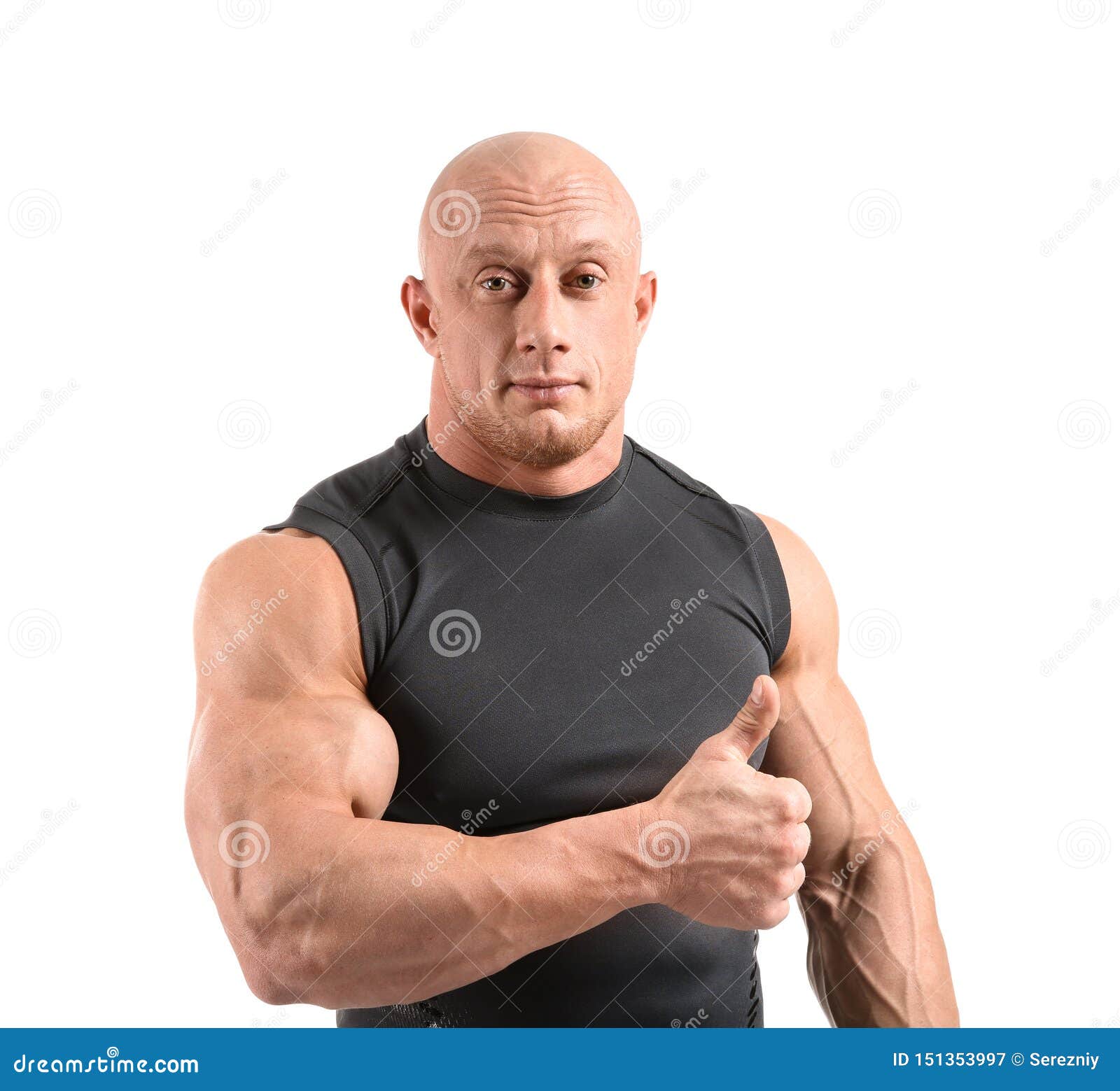 Muscular Bodybuilder on White Background Stock Image - Image of ...