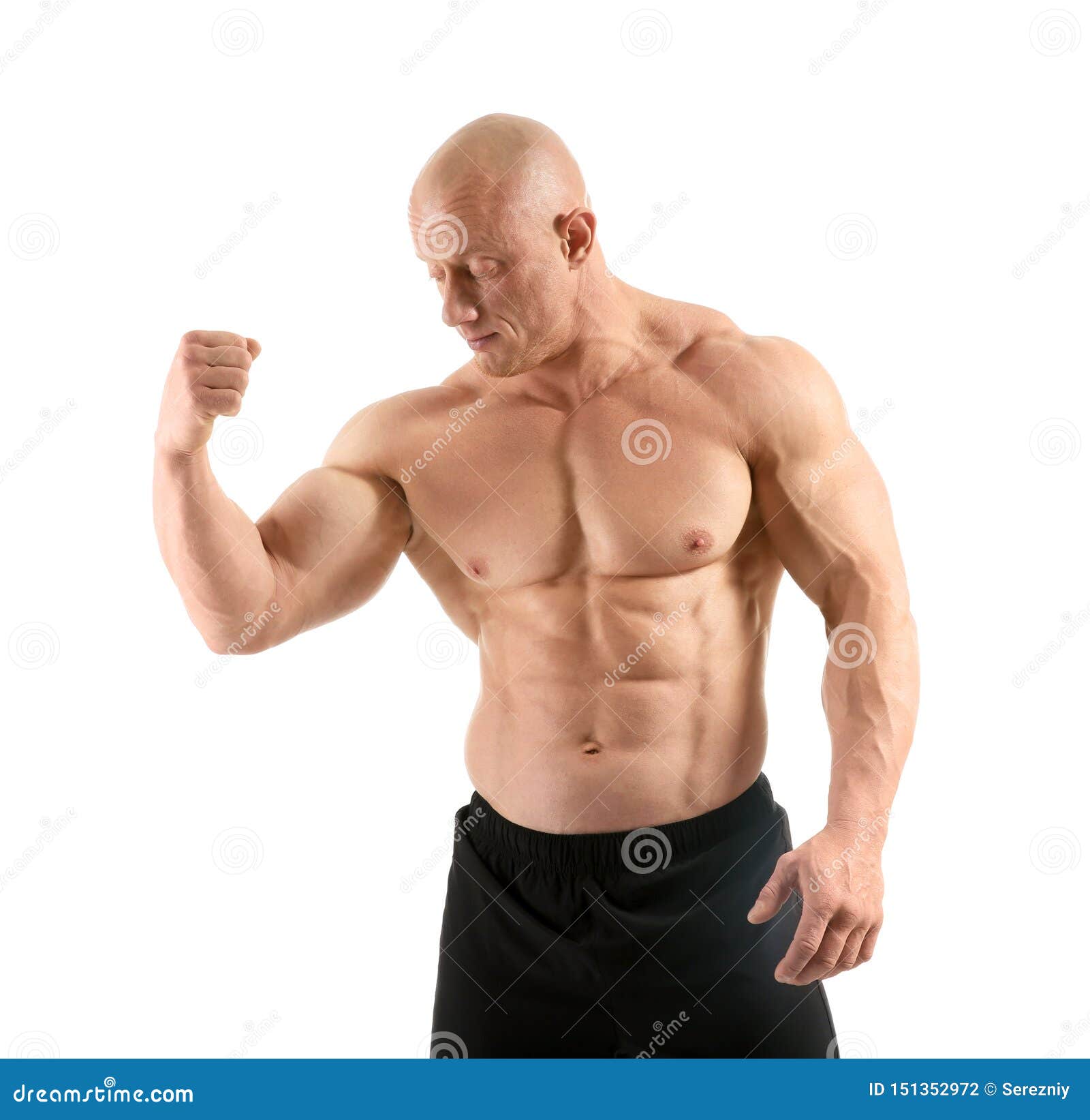 Muscular Bodybuilder on White Background Stock Photo - Image of male ...