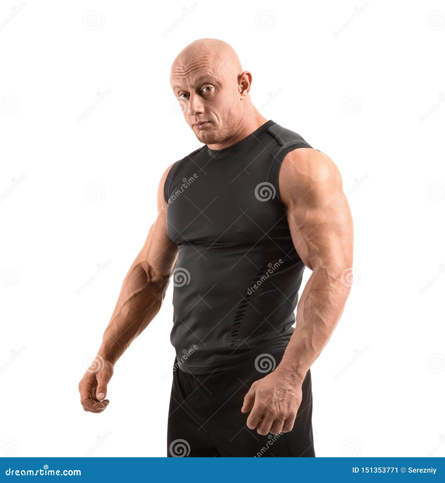 Muscular Bodybuilder on White Background Stock Image - Image of ...