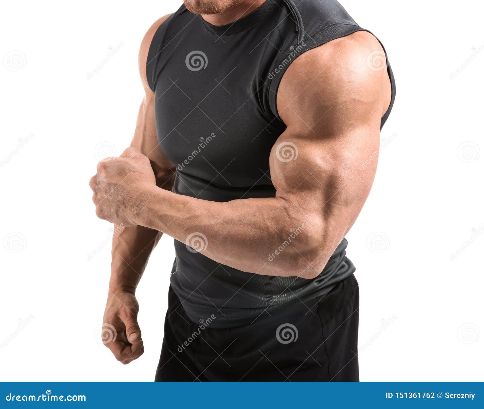 Muscular Bodybuilder on White Background Stock Photo - Image of ...