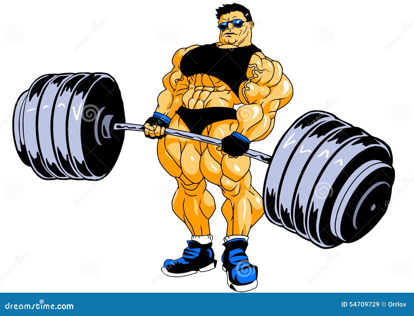 Muscular Bodybuilder Workout Cartoon Vector | CartoonDealer.com #54709729