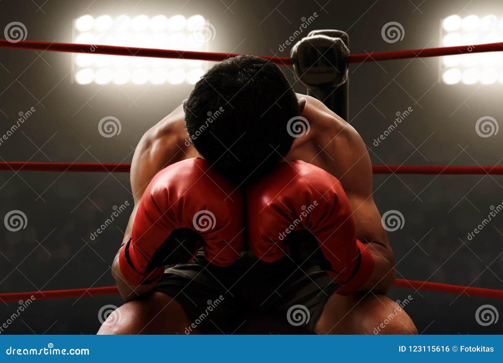 Muscular Boxer Rest on the Ring Stock Photo - Image of defeat, fighting ...