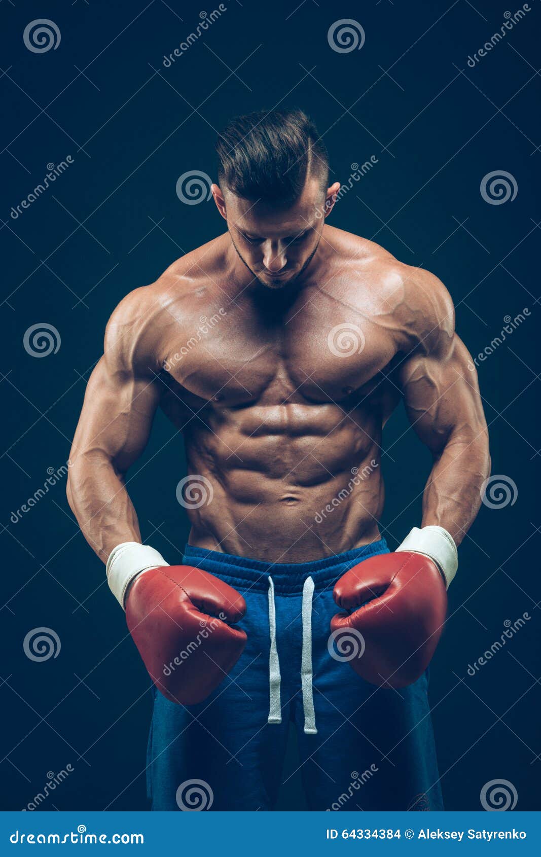 Muscular Boxer in Studio Shooting, on Black Stock Photo - Image of ...