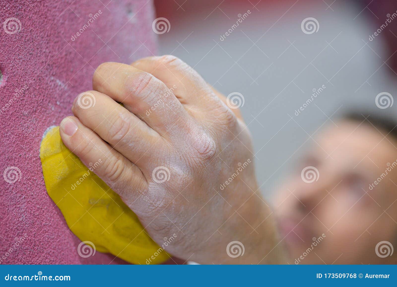 Muscular Climber Hand on Bouldering Climbing Wall Grip Stock Photo ...