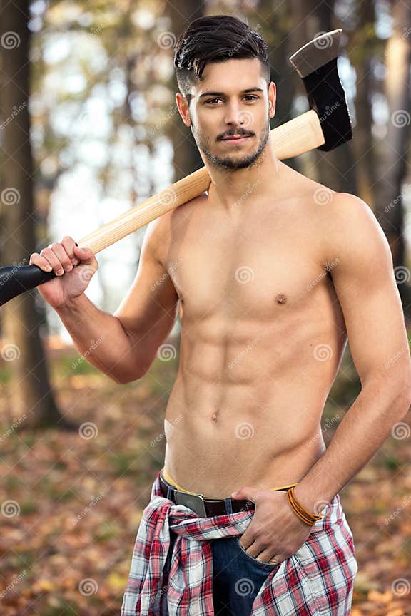 Muscular fit lumberjack stock photo. Image of power, people - 40833860