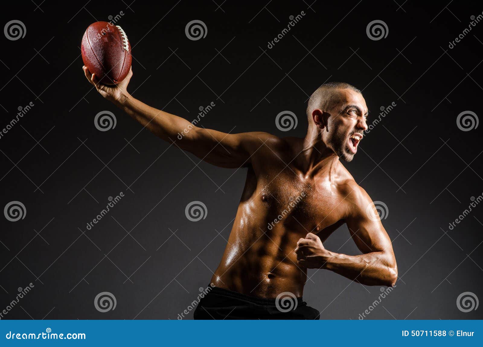 Muscular football player stock photo. Image of american - 50711588