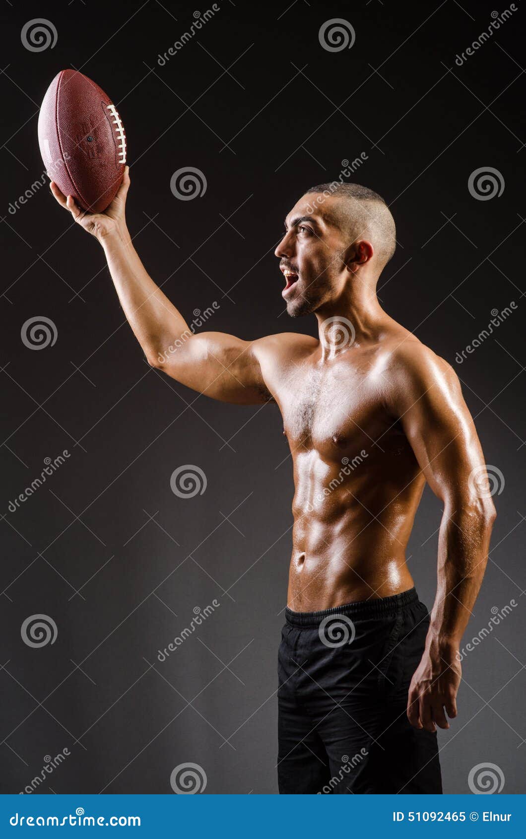 Muscular football player stock image. Image of caucasian - 51092465