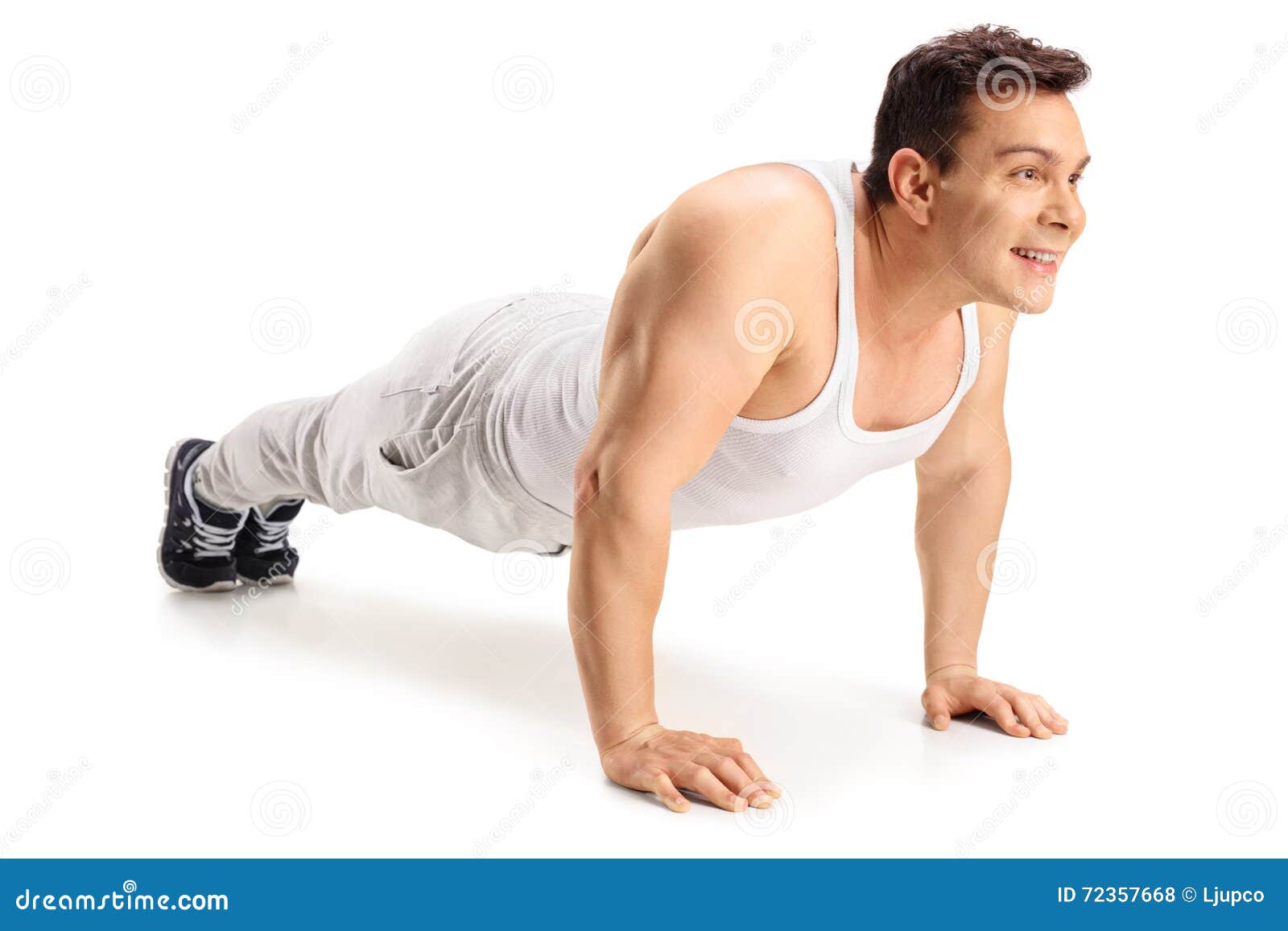 Muscular Guy Doing Push-ups Stock Photo - Image of background ...
