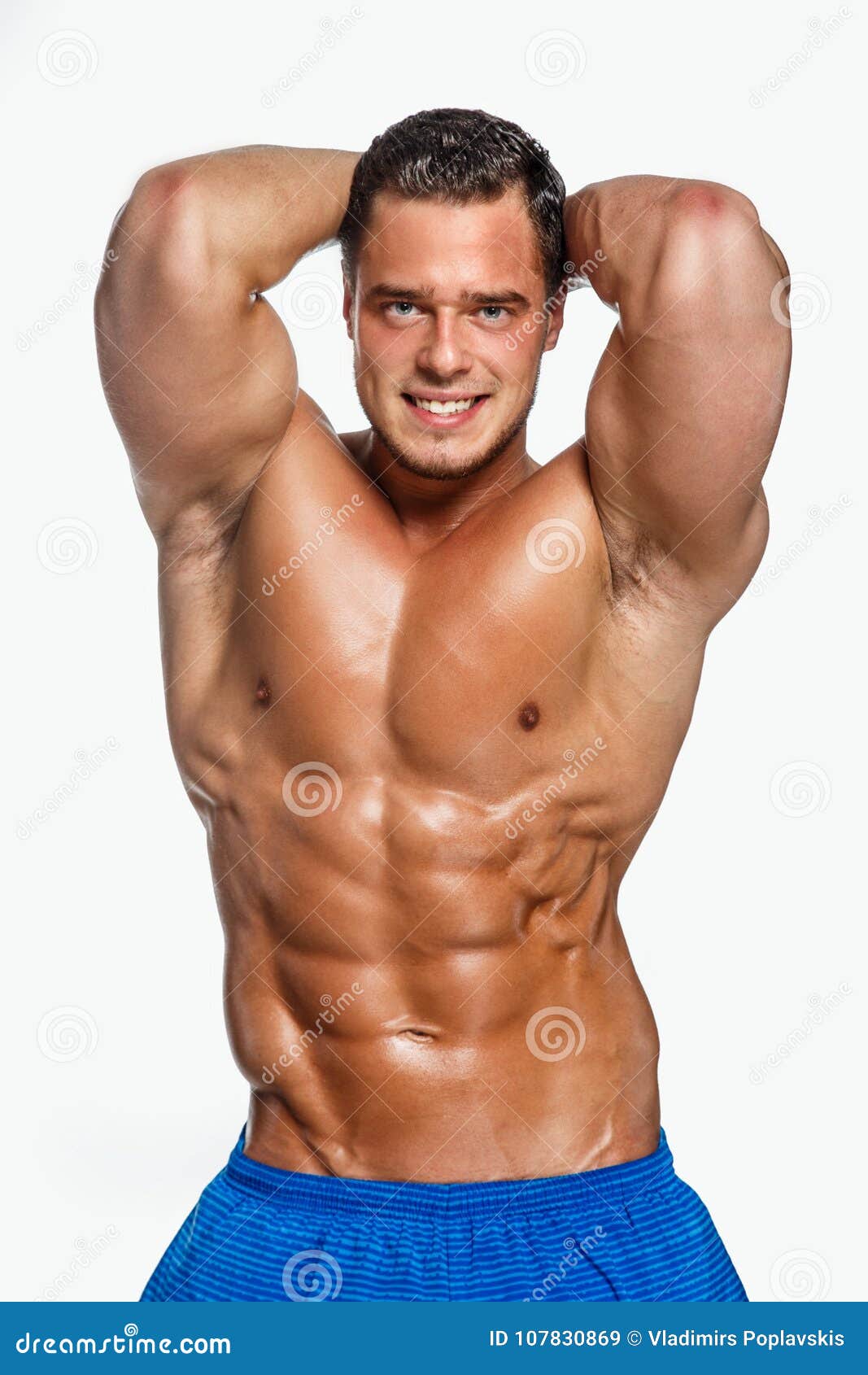 Fitness Man Posing in Studio Stock Image - Image of muscle, caucasian ...