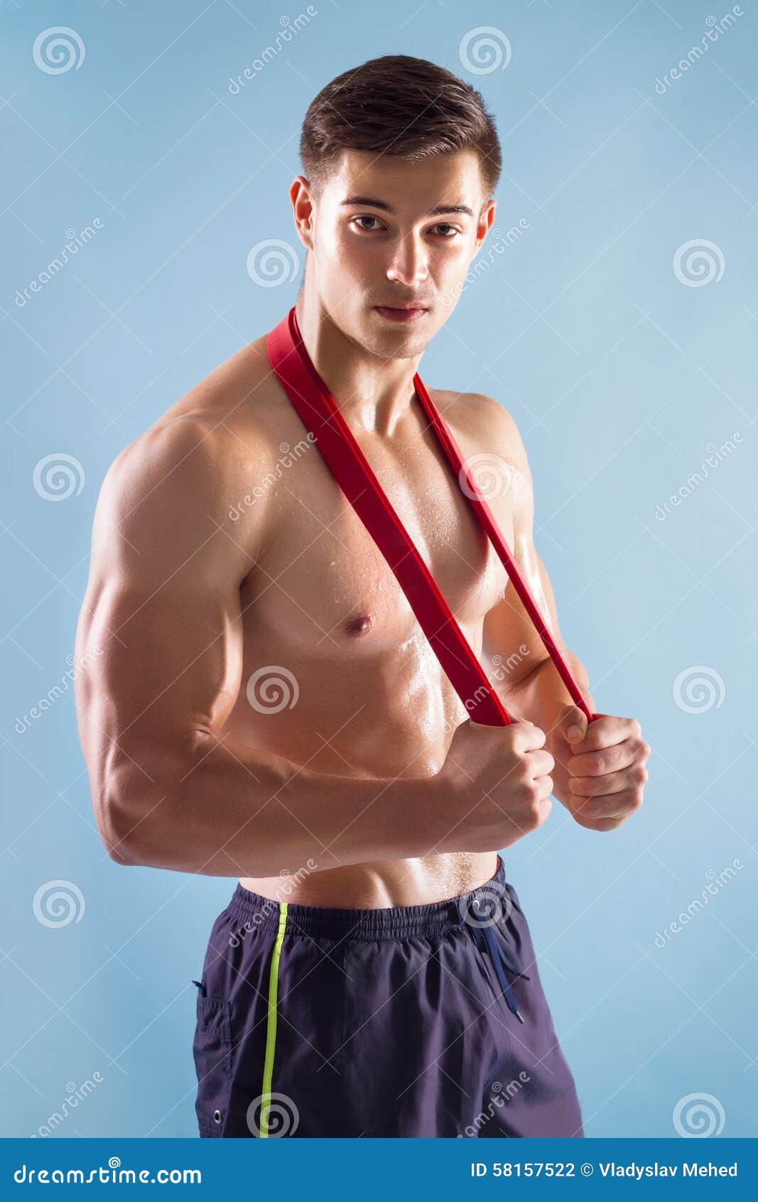 Muscular Handsome Man stock photo. Image of human, athlete - 58157522