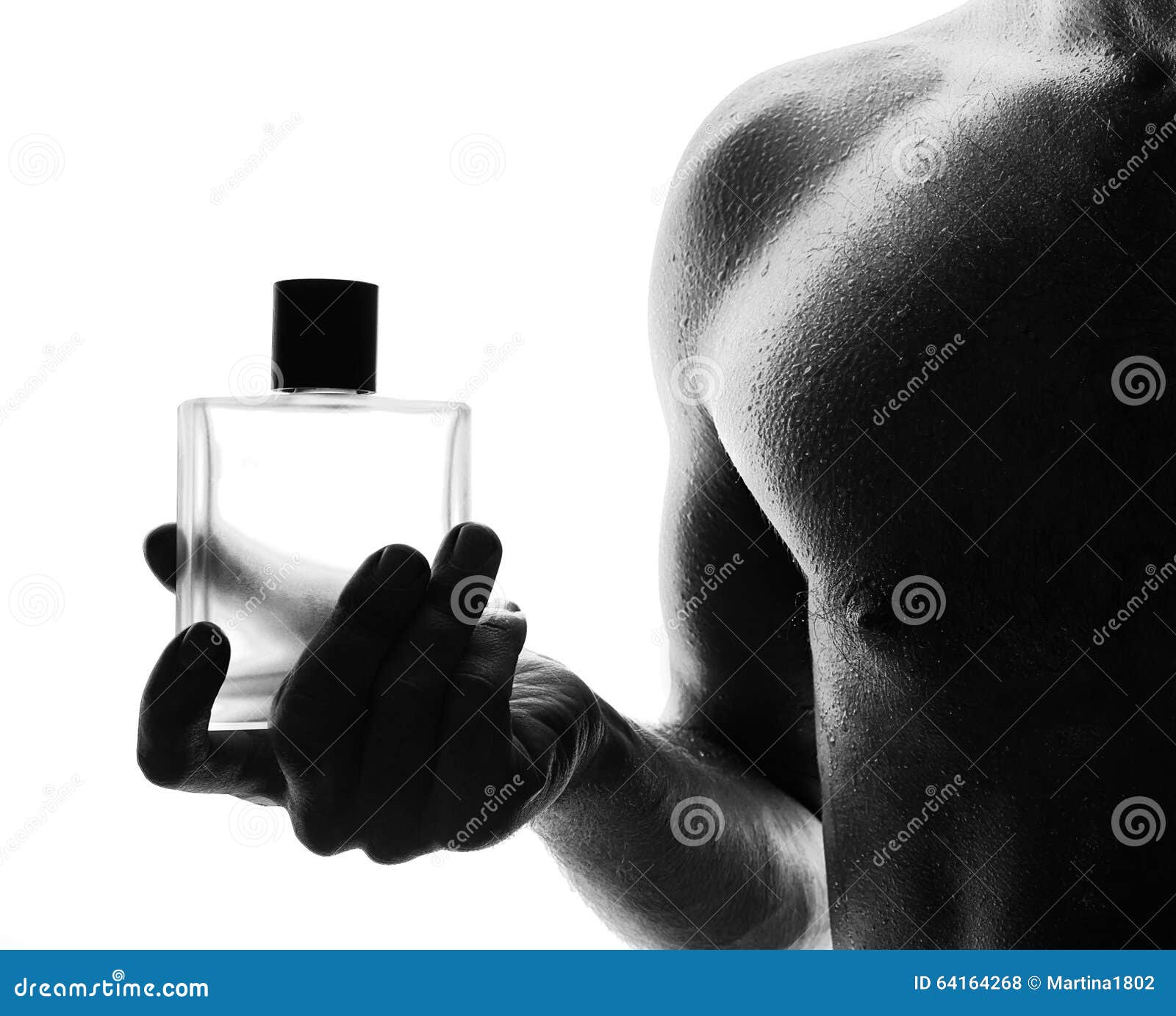 Muscular Handsome Man with Perfume Bottle Stock Photo - Image of ...