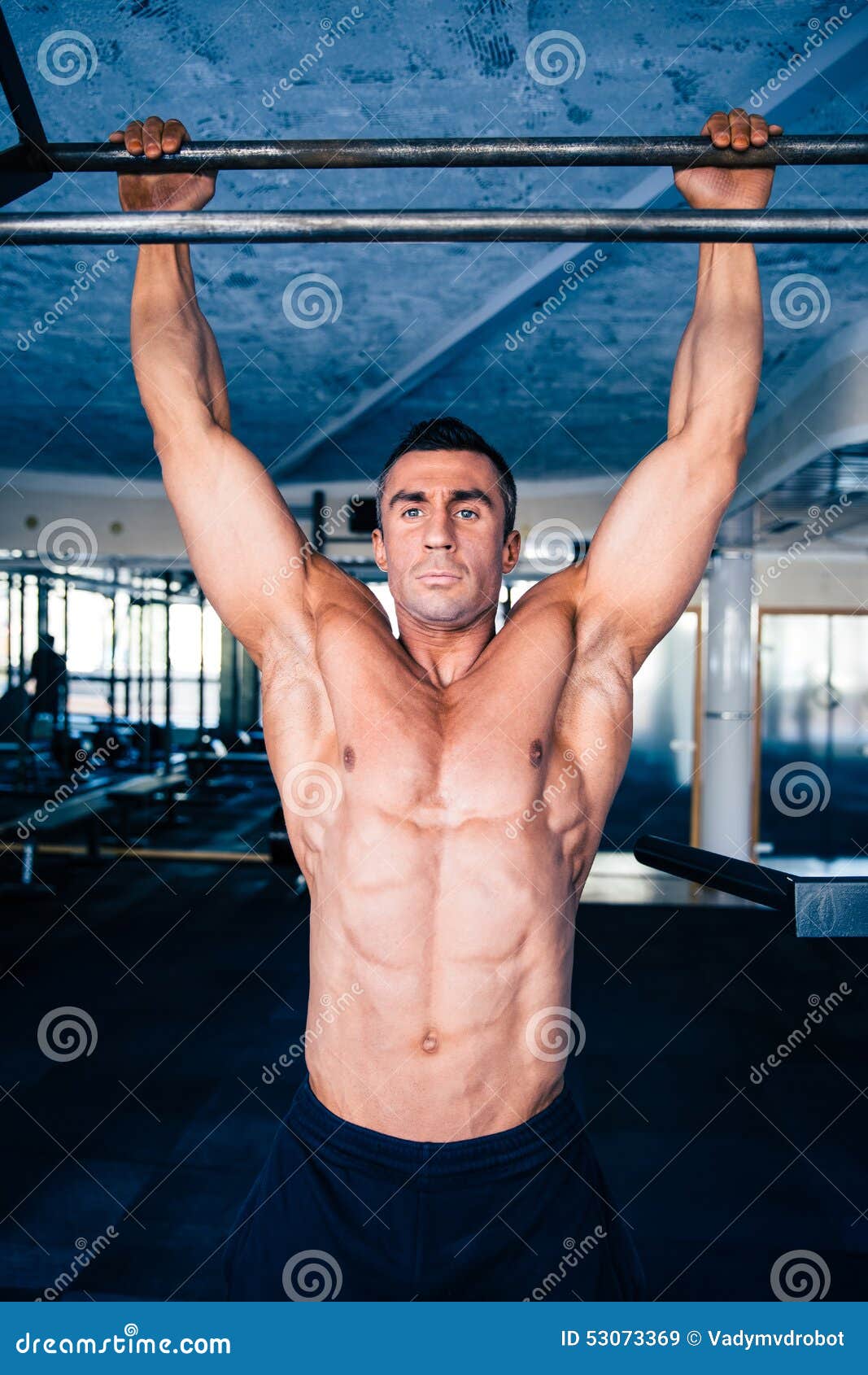 Muscular Handsome Man Pulling Up Stock Image - Image of active, young ...