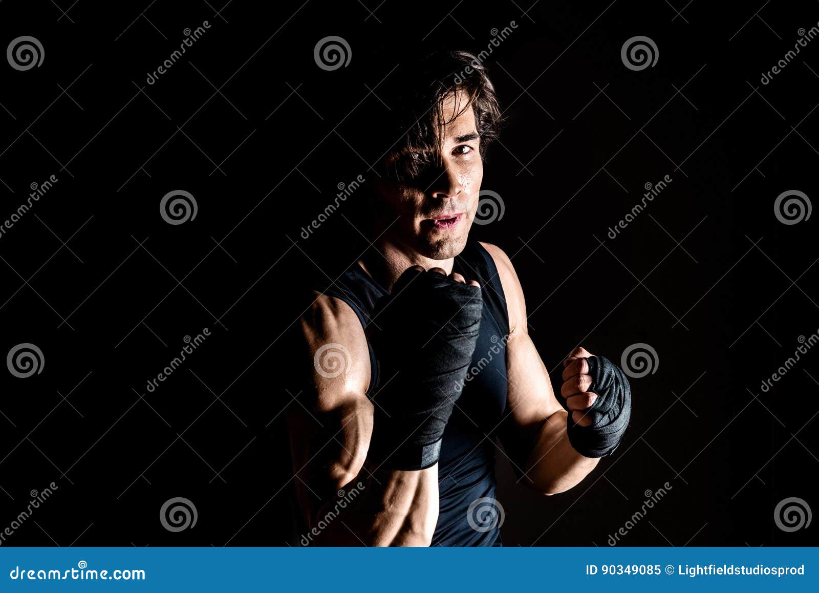 Muscular kickbox fighter stock image. Image of activity - 90349085