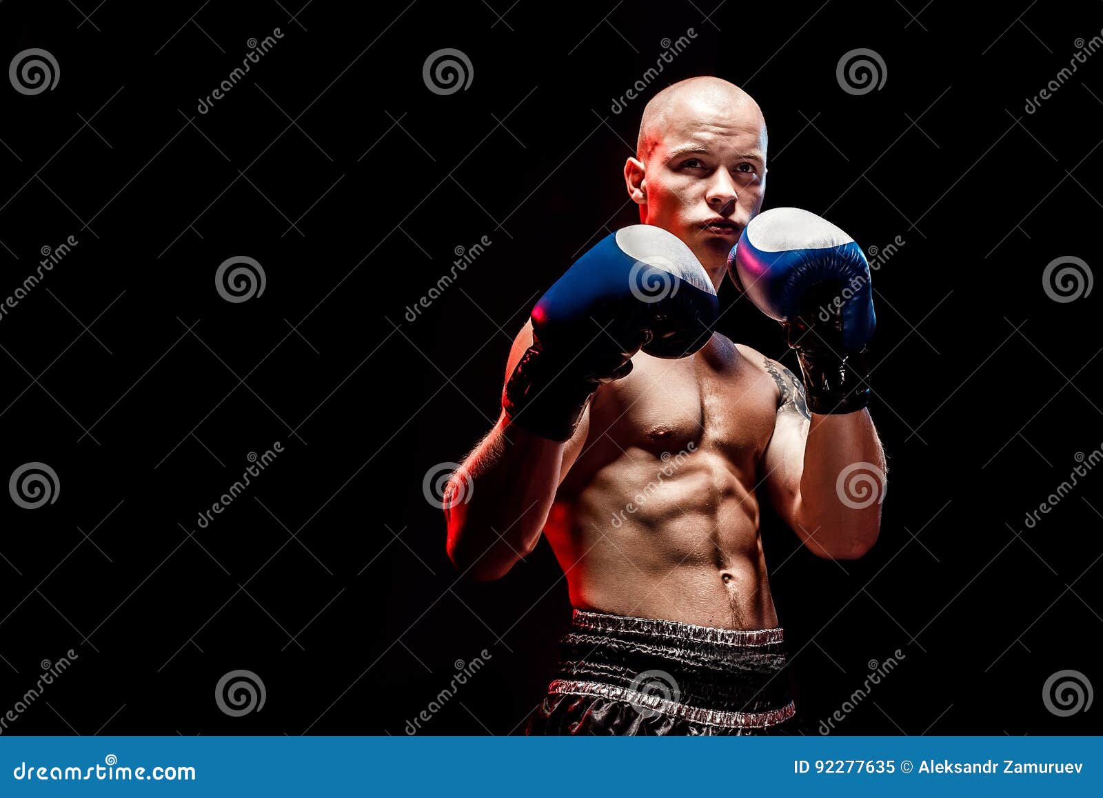 Muscular Kickbox or Muay Thai Fighter Punching Stock Image - Image of ...