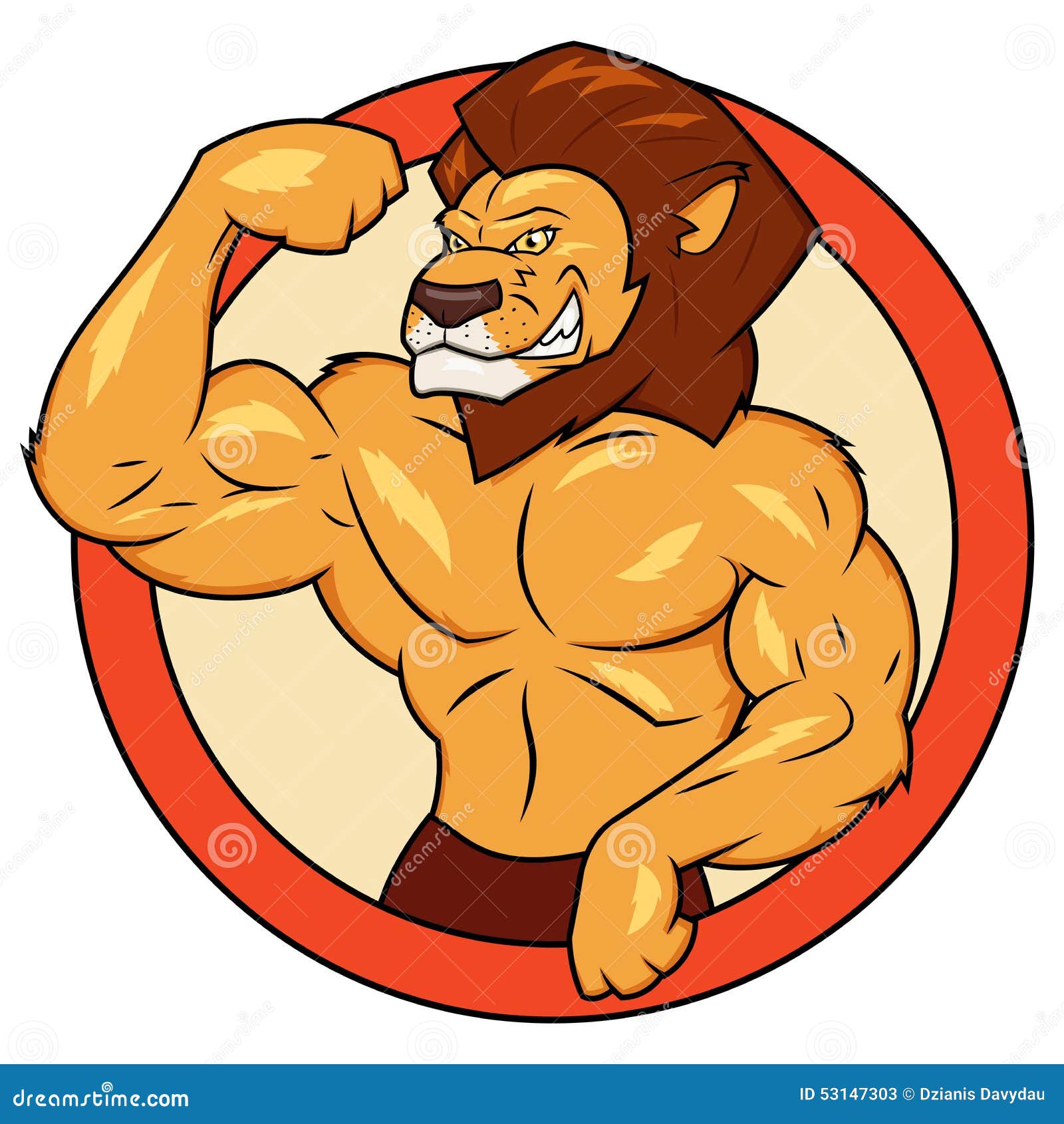 Muscular lion is posing stock vector. Illustration of beast - 53147303