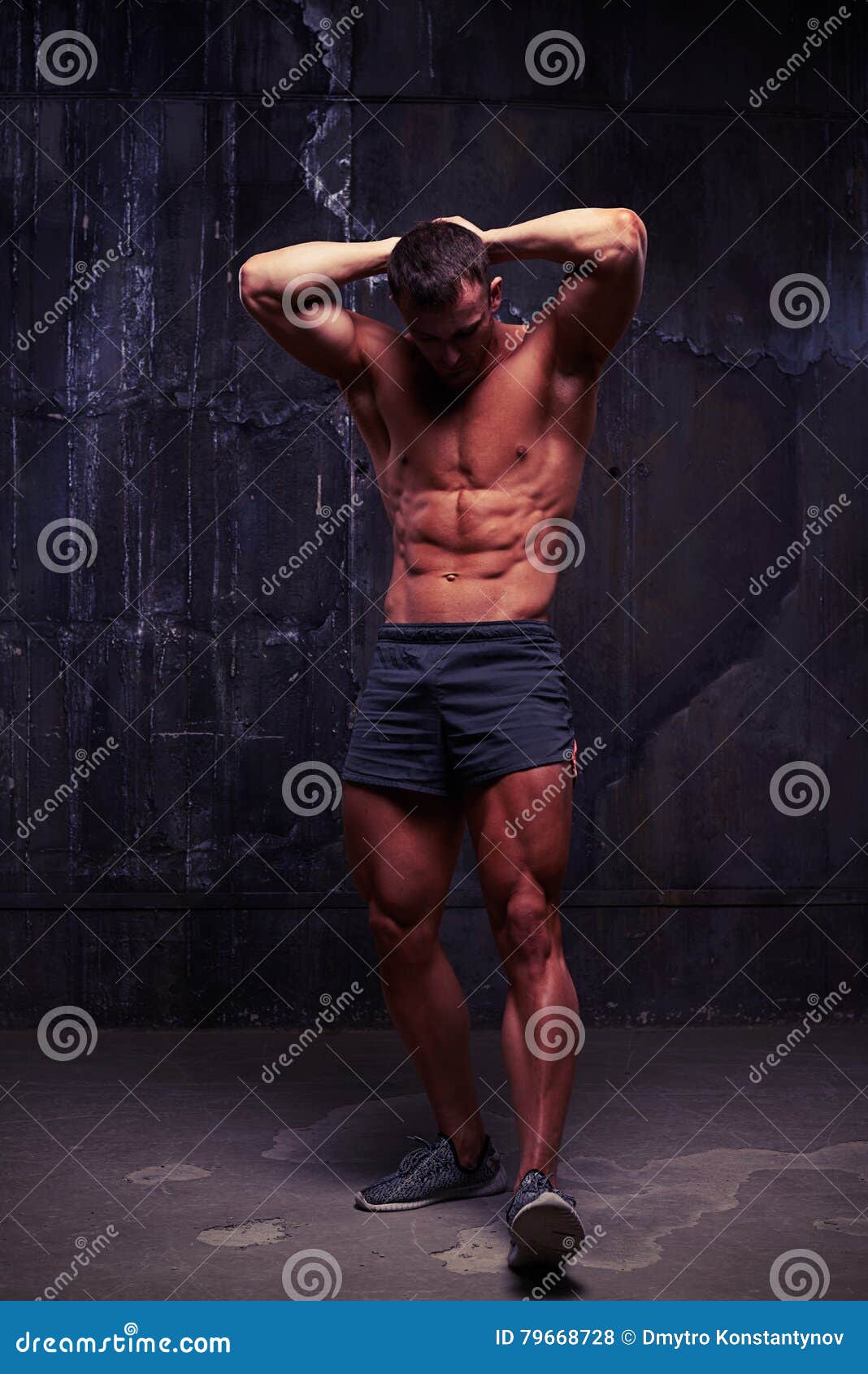 Muscular Macho Man with Perfect Abs Posing in Studio Stock Photo ...
