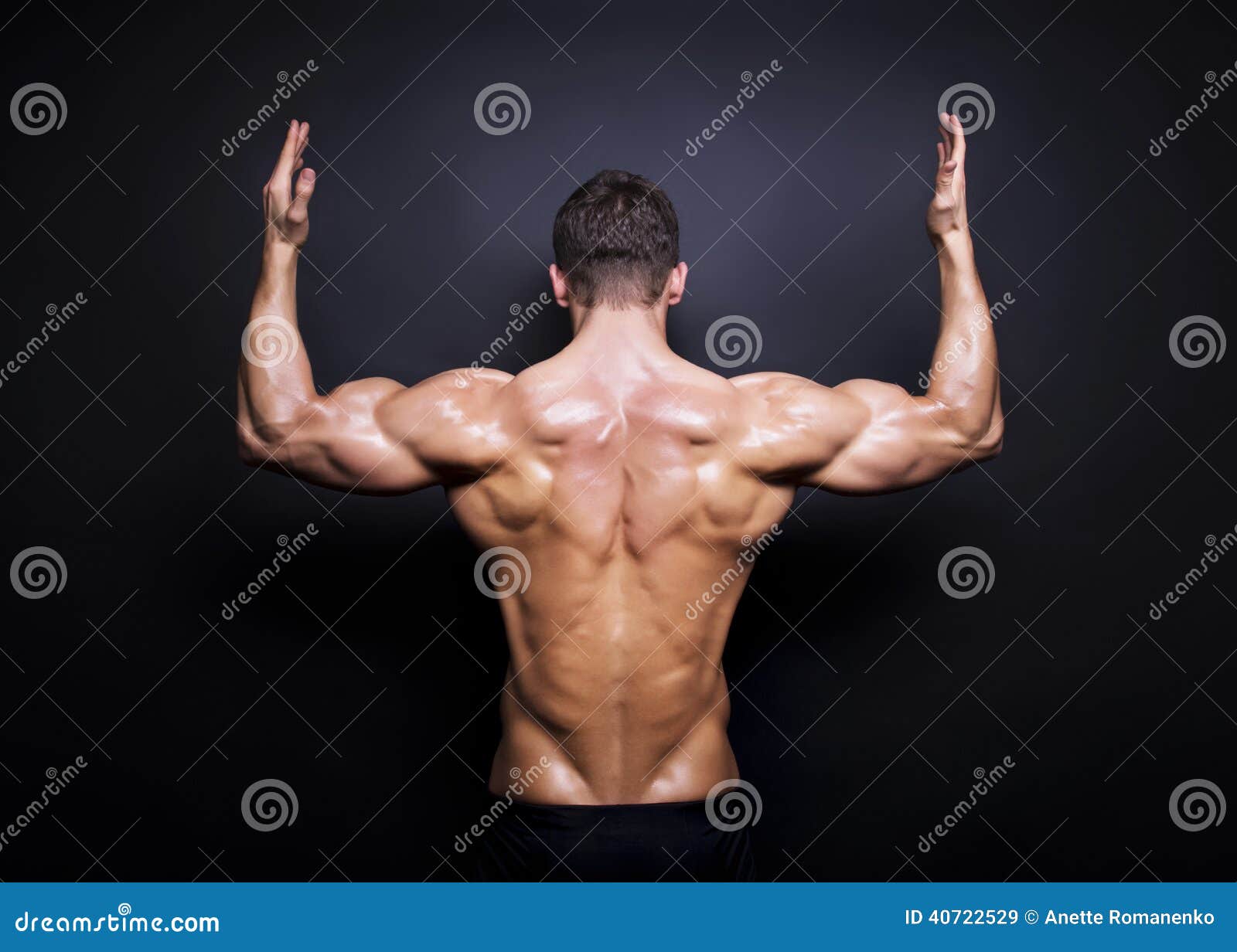 Muscular Male Back on Black Background Stock Image - Image of active ...