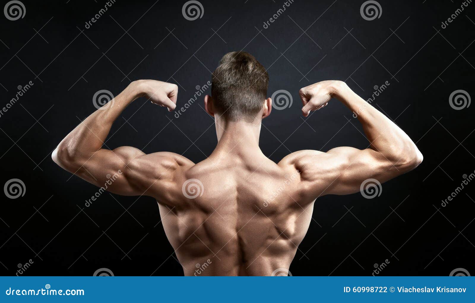 Muscular Male Back on Black Background Stock Photo - Image of active ...