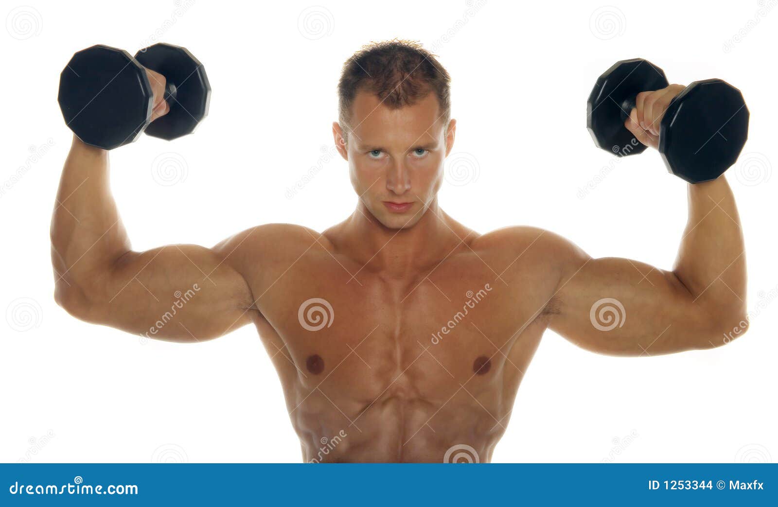 Muscular male body builder stock photo. Image of energy - 1253344
