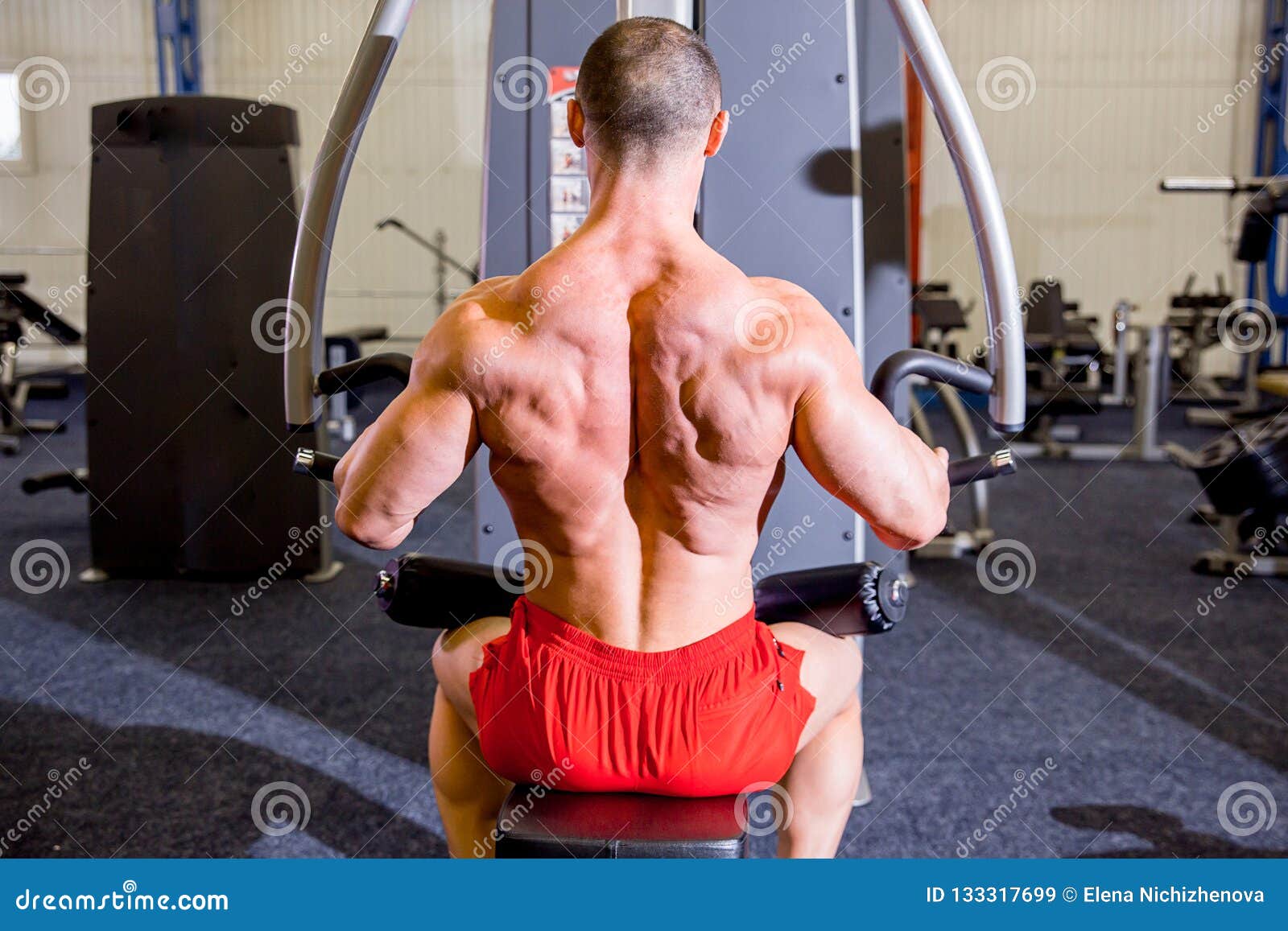 Male Bodybuilder Doing Exercises in a Gym Stock Image - Image of ...